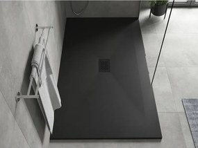 Mexen Hugo, obdélníková sprchová vanička SMC 160 x 100 cm, černá, černá krytka, 42701016-B
