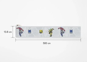 Dětská samolepící bordura na zeď Transformers Připraveni K Boji | 5 m x 13.8 cm | DWBD8041