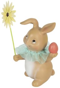 Velikonoční dekorace králíka s květinou a vajíčkem – 11x9x15 cm