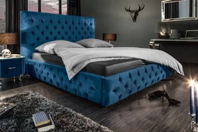 Noble Home Tmavě modrá sametová postel Paris 180x200 cm