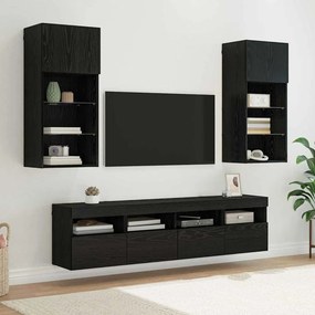 TV nástěnné jednotky s LED 5 ks Černý dub kompozitní dřevo 3402982