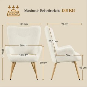 Křeslo Yaheetech – béžová, 100% polyester (267515611652)
