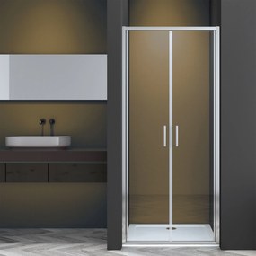 Novoterm Dvoukřídlé otevíravé sprchové dveře NV-Solid DDP CHR 110, chrom/transparent - bez vaničky