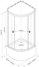 Aqualine ARLEN 80 x 80 cm BTR803 sprchový kout Koupelny Bernold