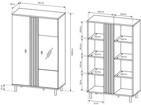Vitrína MONERO, dub artisan / černý antracit