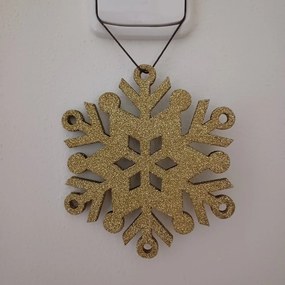 Vánoční ozdoba vločka III, pr. 15 cm, zlatá, překližka, venkovní
