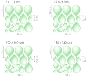 Zelené nafukovací balónky samolepky na zeď arch 100 x 100 cm