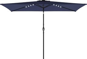 Outsunny slunečník na terasu 2,9 × 2,0 m – 24 solárních LED, klika a nastavitelný náklon, tmavě modrý