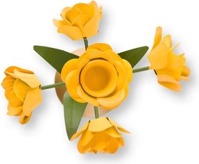 Pip Studio kovový svícen Flower - žlutý (Designový kovový svícen s květinou)