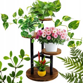 Držák Na Květináč Stojící Dřevěný Kovový Stojan Na Květiny Rostliny 54 CM