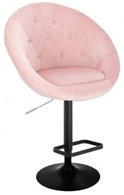 LuxuryForm Barová židle VERA VELUR na černém talíři - světle růžová