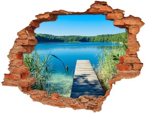 Wallmuralia Díra 3D ve zdi nálepka Molo nad jezerem 90x70 cm