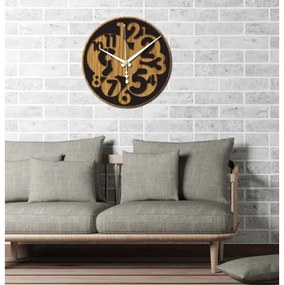 Sentop - Moderní nástěnné hodiny čísla HDKF019 MDF dub - černé I SENTOP HDKF019 HDF