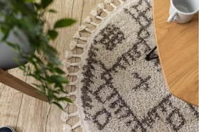 Dywany Łuszczów, Kusový koberec Berber Tanger B5940 cream and brown kruh, 120x120 (průměr) kruh, hnědá, obývací pokoj