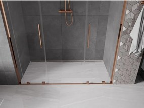 Mexen Velar L Duo, posuvné sprchové dveře do otvoru 200 cm, 8mm čiré sklo, růžové zlato, 871-200-003-02-60