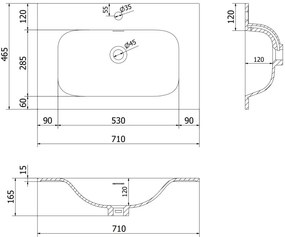 Mexen Rivel, koupelnová skříňka 70 cm s umyvadlem Vela, 1 zásuvka, drážkovaná, grafitová matná/bílá matná, 91A20-07047-1-BF66-W23M01