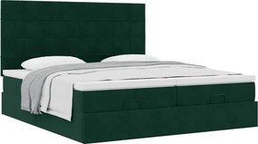 Osmanský rám postele s matrací tmavě zelená 200x200cm samet 3313781