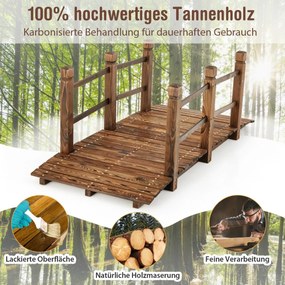 Costway Masivní dřevěný zahradní můstek 150 cm, hnědý