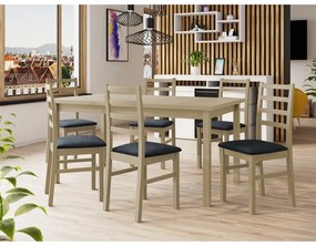 Rozkládací jídelní stůl se 6 židlemi AL02, Barva dřeva: sonoma-L, Potah: Soro 28