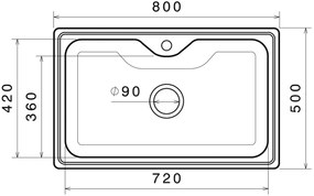 Nerezový dřez Sinks BIGGER 800 V matný