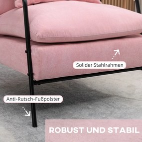 HOMCOM Polohovatelné relaxační křeslo s podnožkou, včetně polštářů, růžové, 68 x 91,5 x 88 cm 839-505V00PK