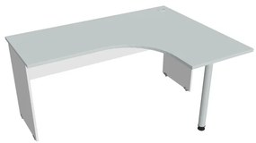 Stůl ergo levý 160*120 cm - Hobis Gate GE 60 L Dekor stolové desky: šedá, Dekor lamino podnože: bílá, Barva nohy: stříbrná