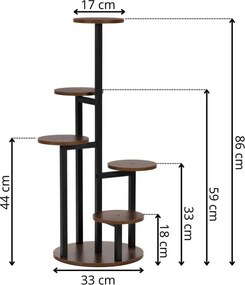 Kovový stojan na květiny 86 cm SPRINGOS GA0219 tmavě hnědý