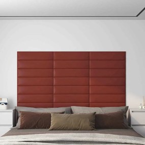 vidaXL Nástěnné panely 12 ks 60 x 15 cm umělá kůže 1,08 m² [343831] Barva: vínová červená
