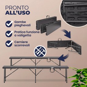 Pivní lavice sada 2 ks antracitová plast 180cm