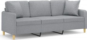 3místná pohovka s polštáři světle šedá 180 cm textil 3200917