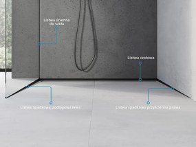 Mexen Line-B lišta na sklo 180 cm levá, černá matná, 187004180L