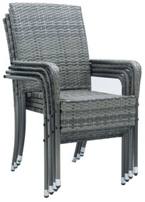 Juskys Polyratanové zahradní židle Yoro s područkami 4ks set šedá melírovaná