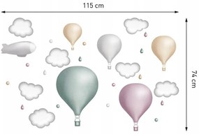 Nálepky na zeď Balóny v tónovaných barvách 115 x 74 cm