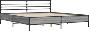 Rám postele šedý sonoma 200 x 200 cm kompozitní dřevo a kov 3280065