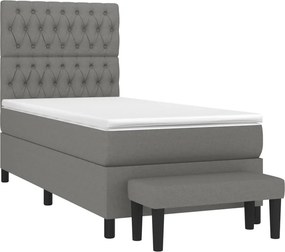 Box spring postel s matrací tmavě šedá 90x200 cm textil 3136806
