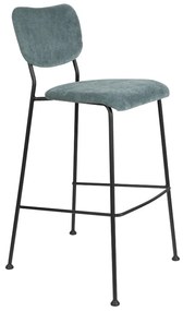 OnaDnes -20% Šedo-modrá manšestrová barová židle ZUIVER BENSON 75,5 cm