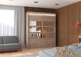 ADRK Furniture Posuvná skříň se zrcadlem a LED osvětlením TOLEDO 180 ADRK-SW-TOL-T-180