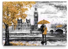Malvis ® Obraz londýnská procházka žlutá Velikost (šířka x výška): třídílný obdélník - 90x60 cm