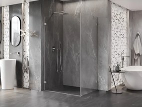 Mexen Lunar-B, výklopný sprchový kout levý 85 x 80 cm, 8mm čiré sklo, ocelový profil, 832-085-080-97-00-L