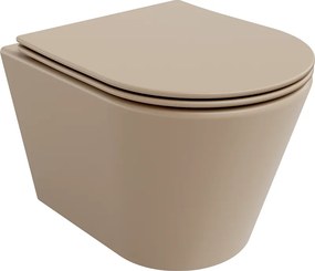Mexen Rico mísa WC Rimless s pomalu sklopným, slim duroplastovým sedátkem, matná cappuccino - 30724064