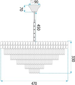 Toolight Toolight, křišťálové stropní svítidlo 50cm, 7xE14, G054-CP, zlatá, OSW-08948