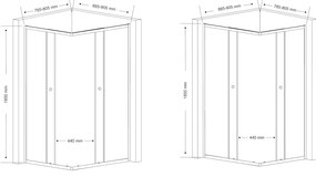 Aqualine Agga sprchová zástěna obdélníková 90 x 80 x 185 cm posuvné chrom čiré sklo HLF809Y