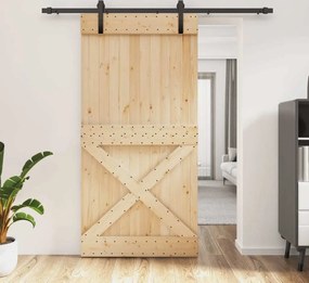 vidaXL Posuvné dveře s kováním 100 x 210 cm masivní borové dřevo [3203003]