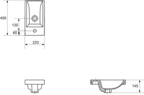 Cersanit Mille, závěsná WC skříňka 392x214x590 mm + keramické umyvadlo Como, bílá matná, S801-568