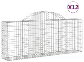 vidaXL Klenuté gabionové koše 12ks 200x30x80/100 cm pozinkované železo