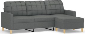 3místná pohovka s podnožkou tmavě šedá 180 cm textil 3201002