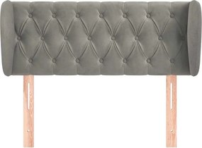 Čelo postele typu ušák světle šedé 103x23x78/88 cm samet 3117522