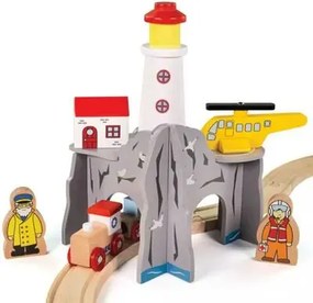 Bigjigs Rail Tunel s majákem a heliportem / od 3 let