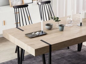 Jídelní stůl 150 x 90 cm, světlé dřevo s černou ADENA Beliani