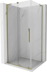 Mexen Velar L, sprchový kout s posuvnými dveřmi 110 x 120 cm, 8mm čiré sklo, zlatá lesklá, 871-110-120-03-50